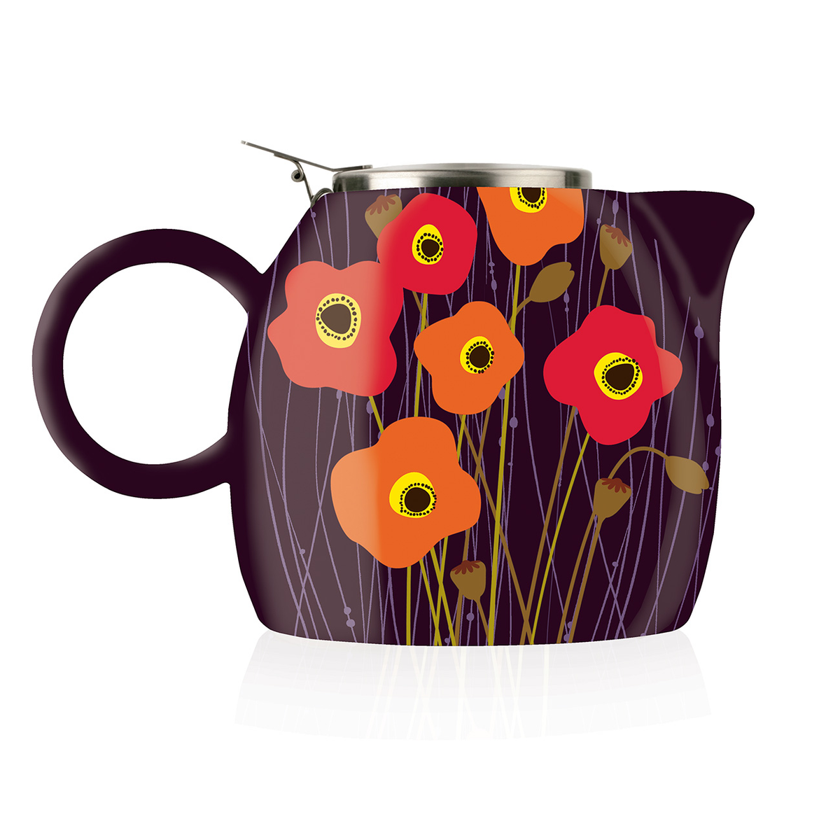 Pugg Teapot & Infuser Poppy Fields | Luxury Teaware – Tea Forté Australia